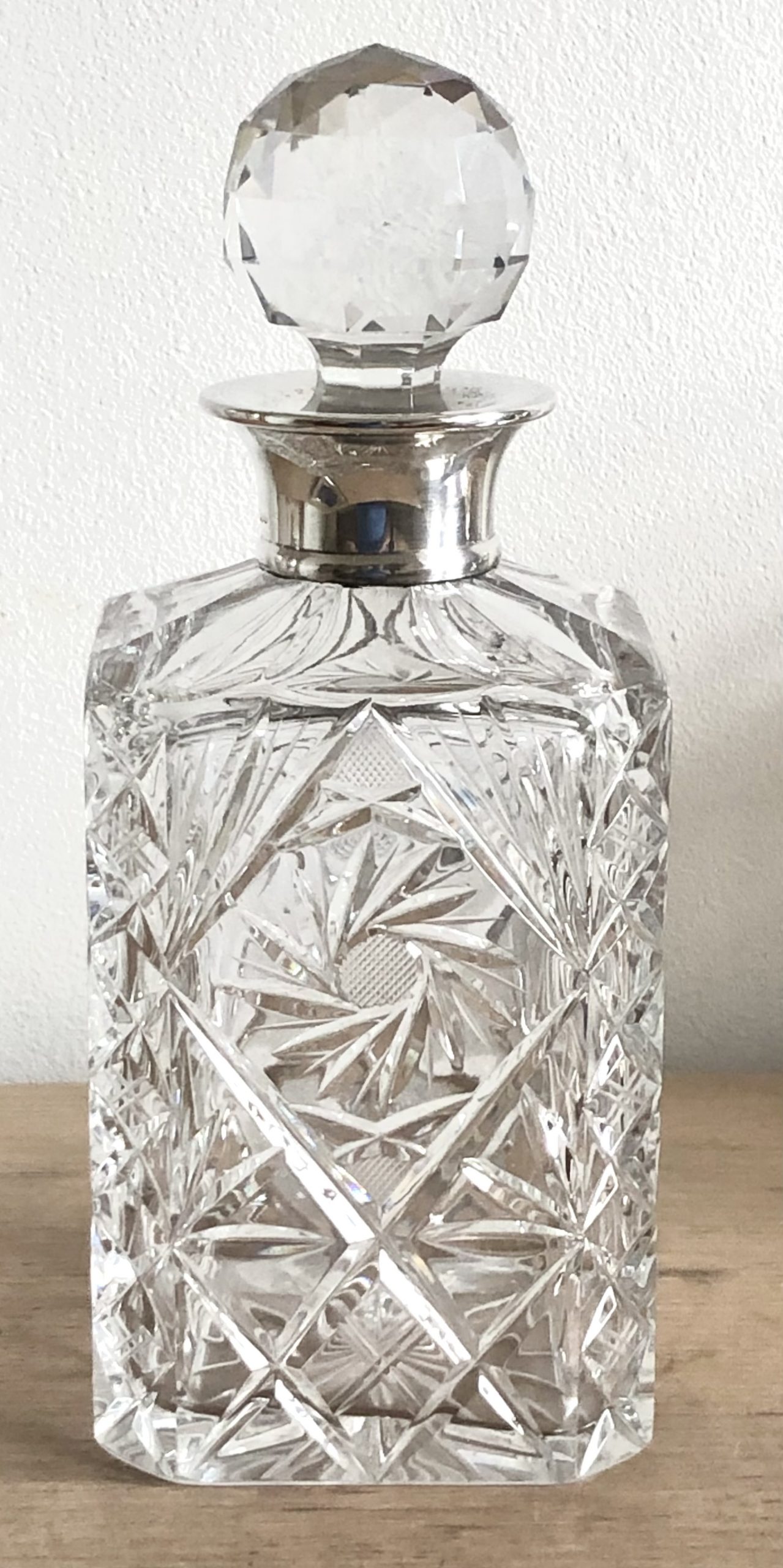 Silver topped crystal spirit decanter – Adrian Cohen Antiques